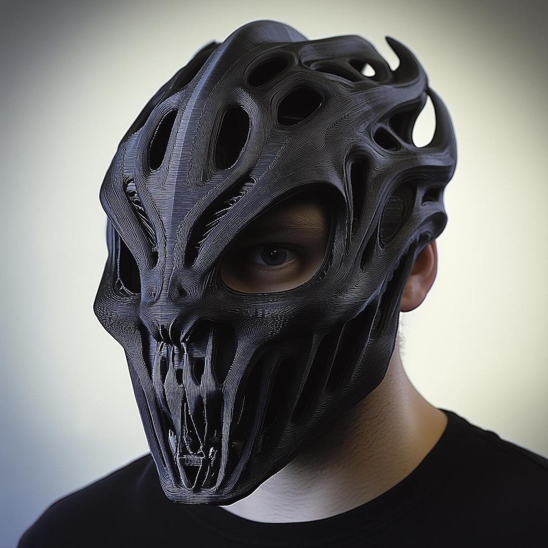 Alien Skull Mask | 3D Printed Horror Mask | Black Demon Face Armor ...