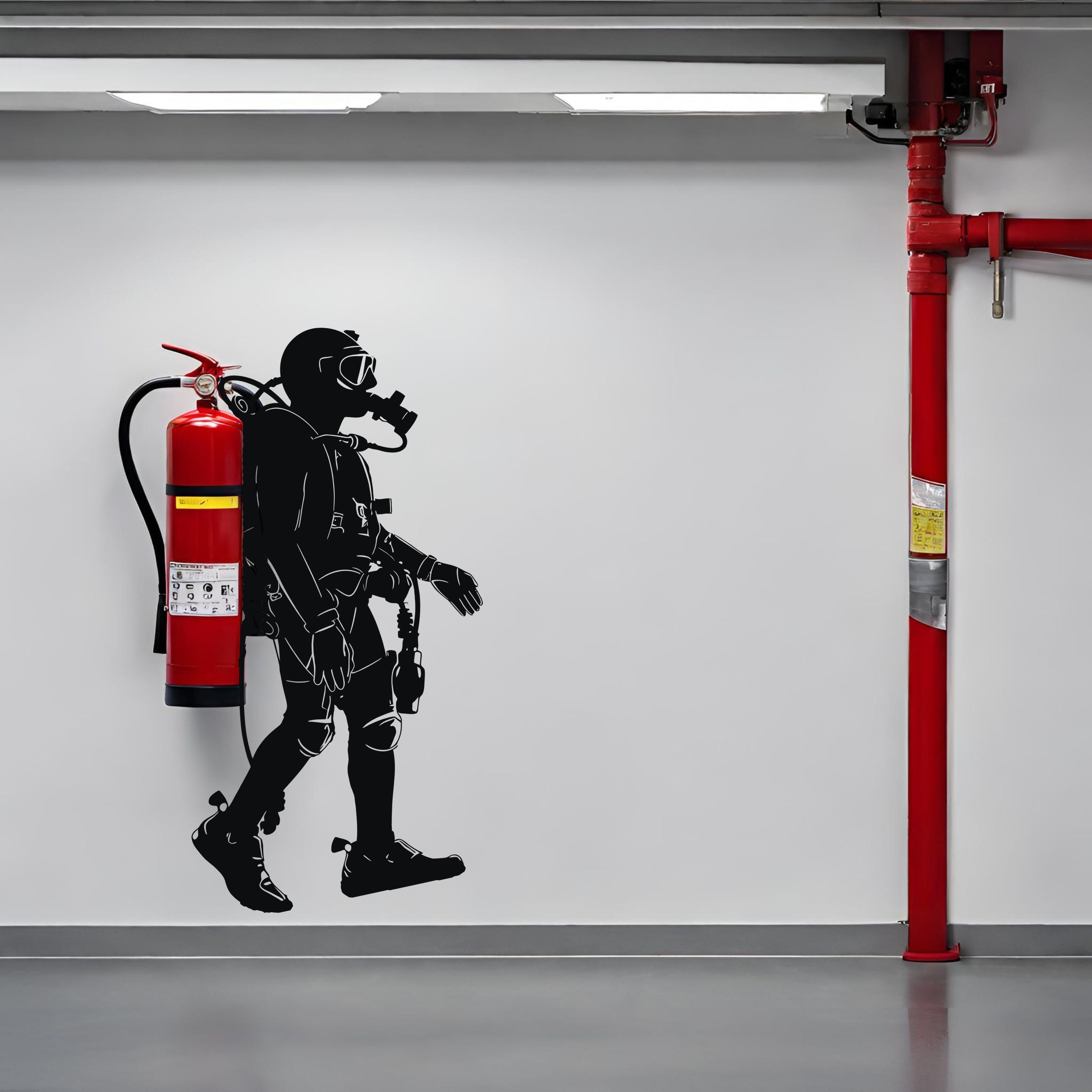 Scuba Diver Wall Sticker - Fire Extinguisher Deep Dive Silhouette ...