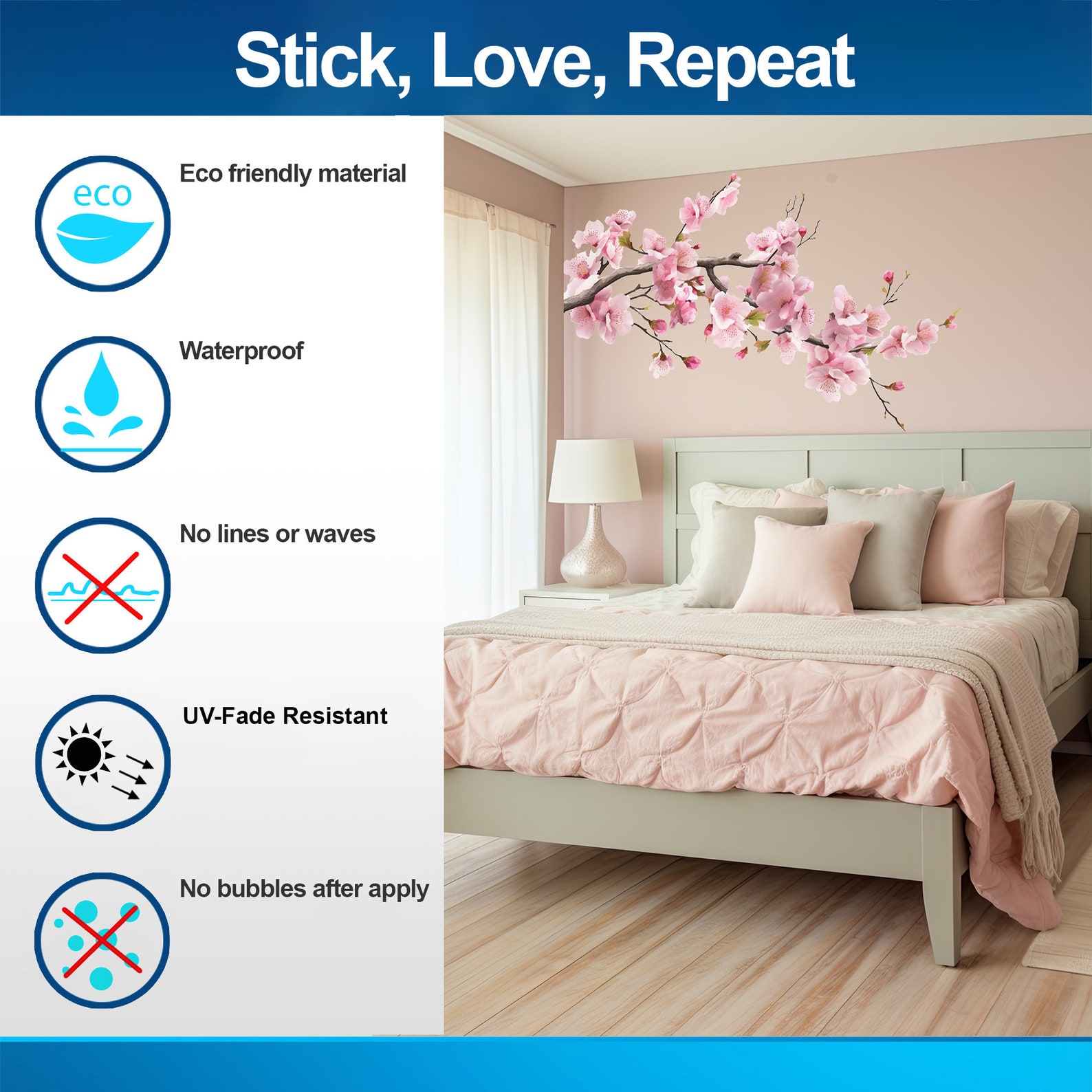 Pink Cherry Blossom Tree Branch Wall Decal - Serene Nursery Vinyl ...