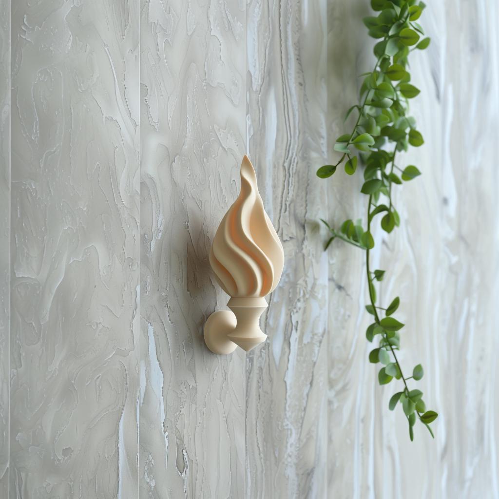 3D Printed Torch Wall Decor | Modern Minimalist Flame Sculpture ...
