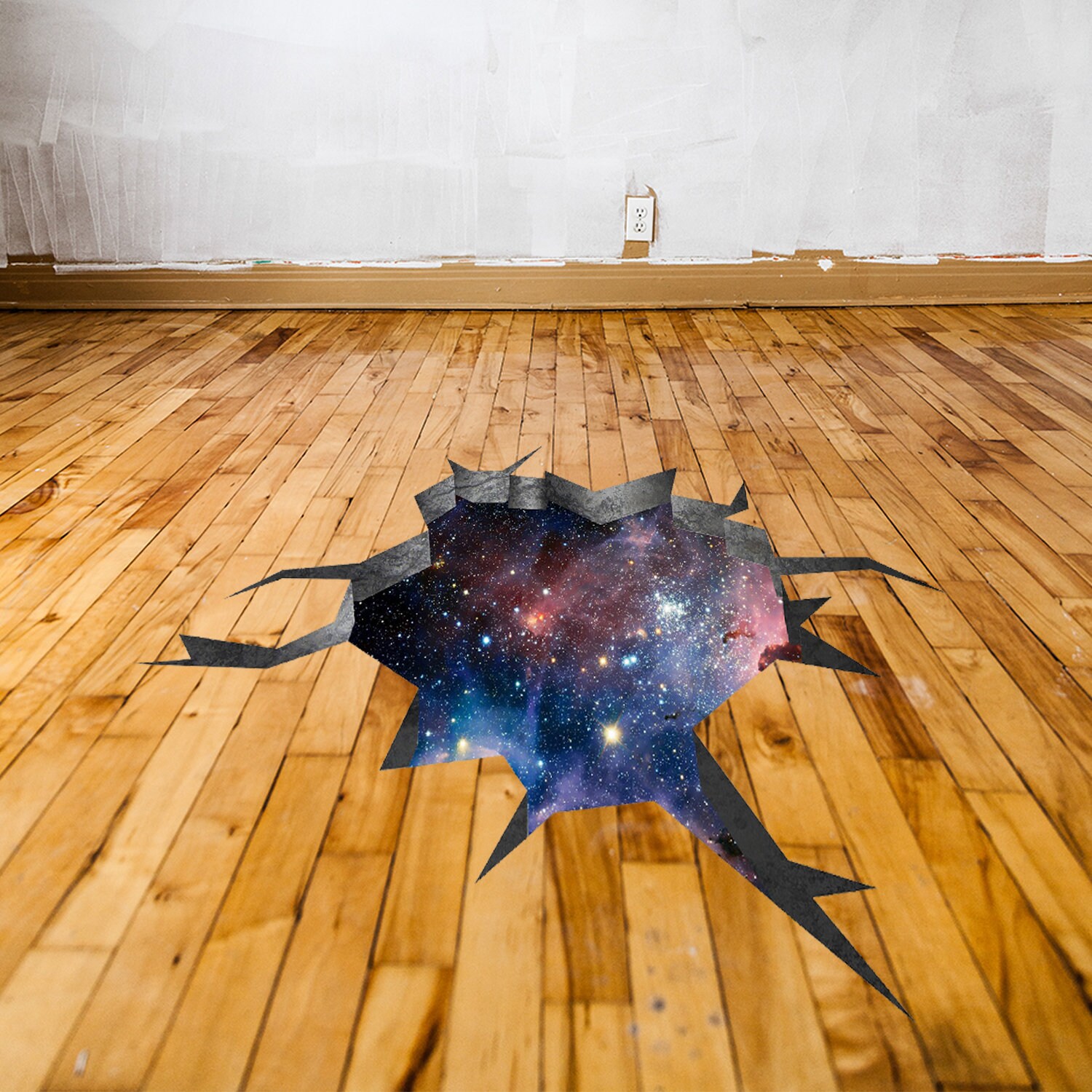 3D Floor Space Portal Hole Decal - Galaxy Art Sticker Decor for Kid ...