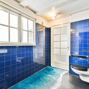3D Ocean Beach Floor Bathroom Sticker - Sea Vinyl Decal for Bath Shower ...
