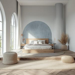 Boho Headboard Decal | Sky Blue Half Circle Wall Sticker | Bed Arch ...