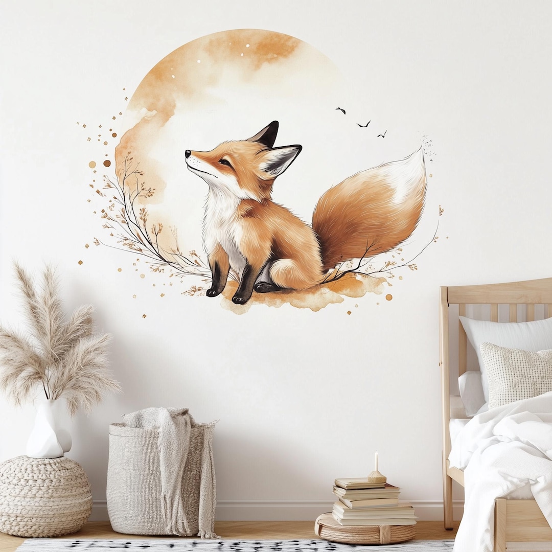 Fox Wall Decal | Cute Fox Nursery Wall Sticker | Baby Room Forest ...