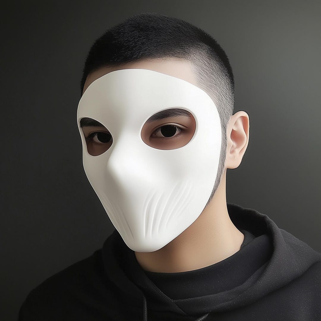White Matte Full Face Mask | 3D Printed Cosplay Mask | Modern Phantom ...