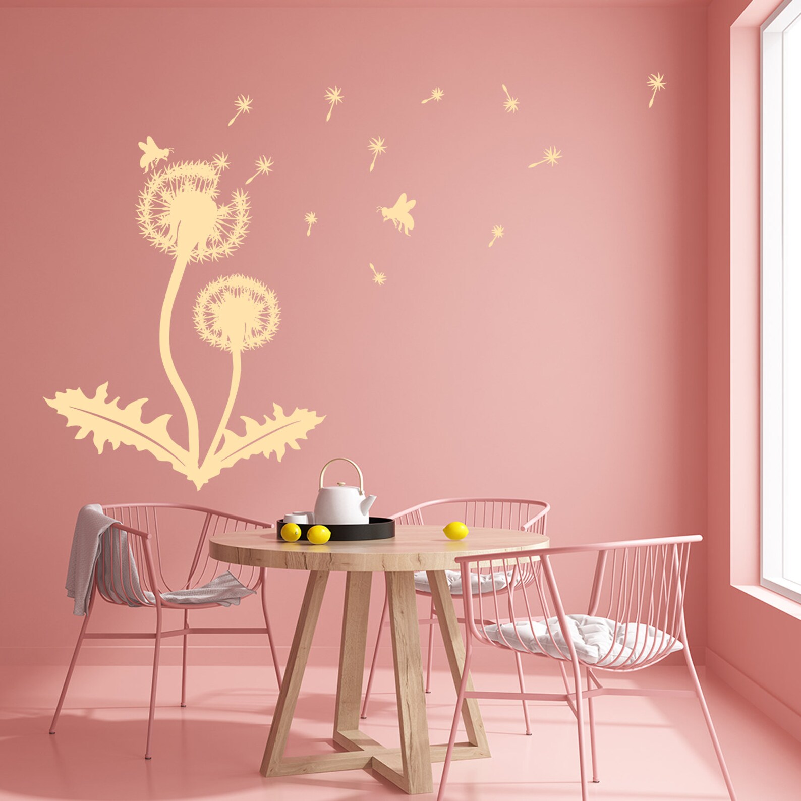Dandelion Wall Decor Decal Large Flower Vinyl Art Sticker - Etsy