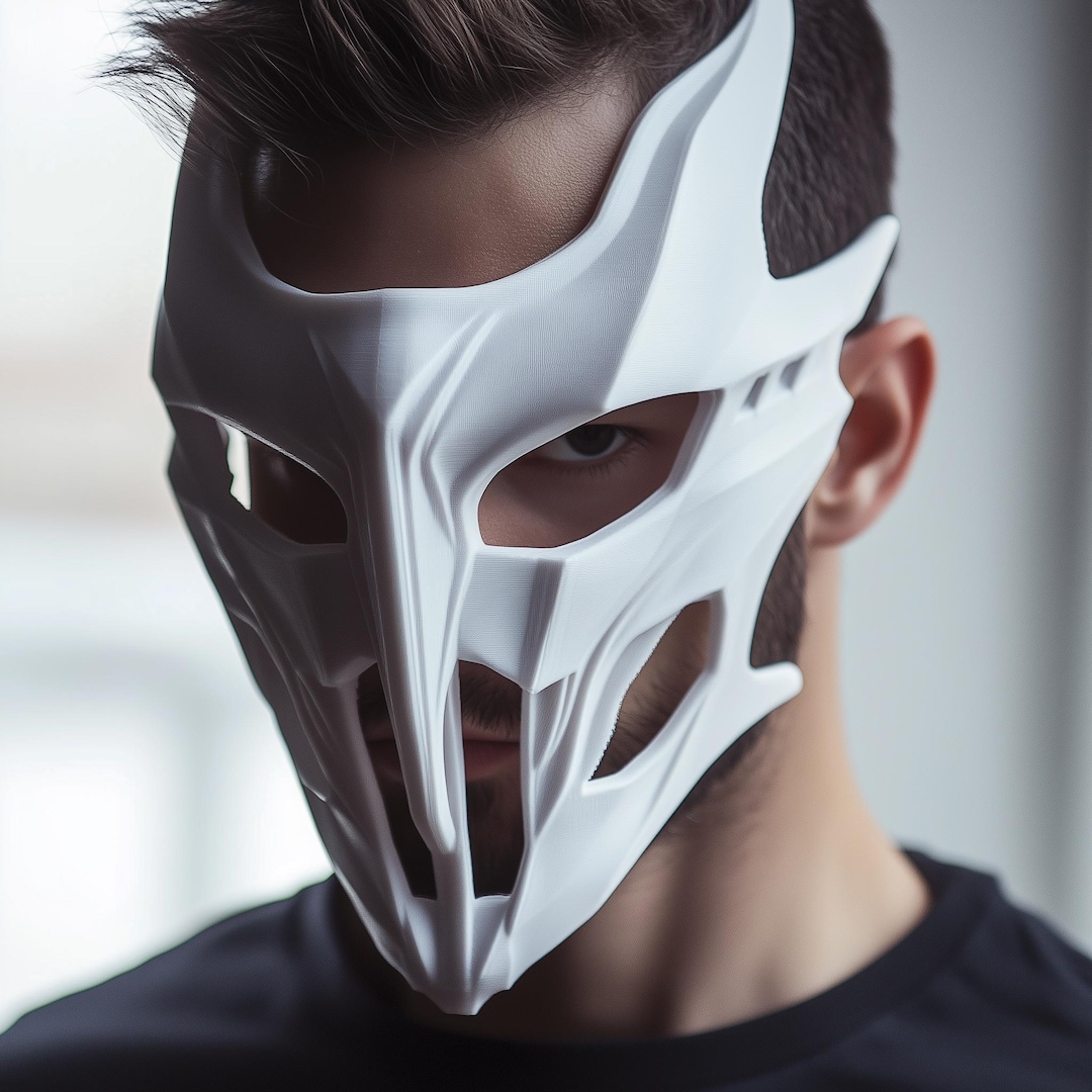 Futuristic White Cosplay Mask | Sci-fi Warrior Mask | 3D Printed ...