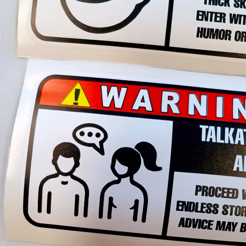 Funny Warning Label Stickers Set | Humorous Office Kitchen Decals ...