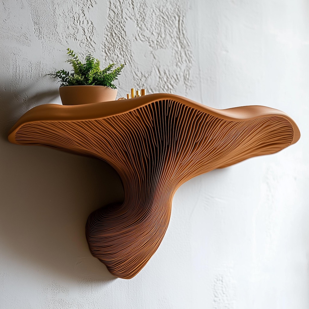 Fungi Floating Wall Shelf | 3D Printed Mushroom Organic Wall Decor ...