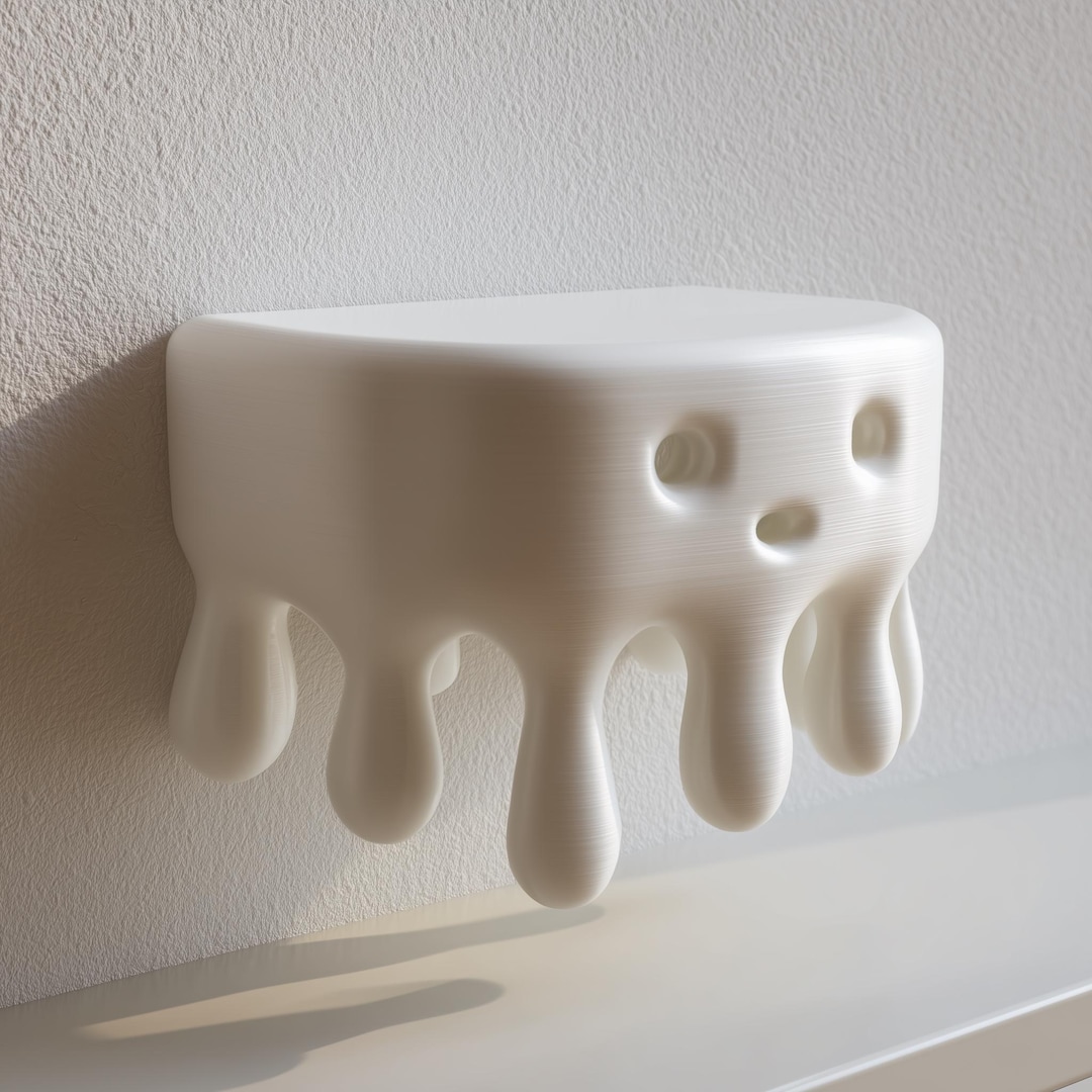 3D Printed Dripping Blob Wall Shelf | Minimal Character Floating Ledge ...