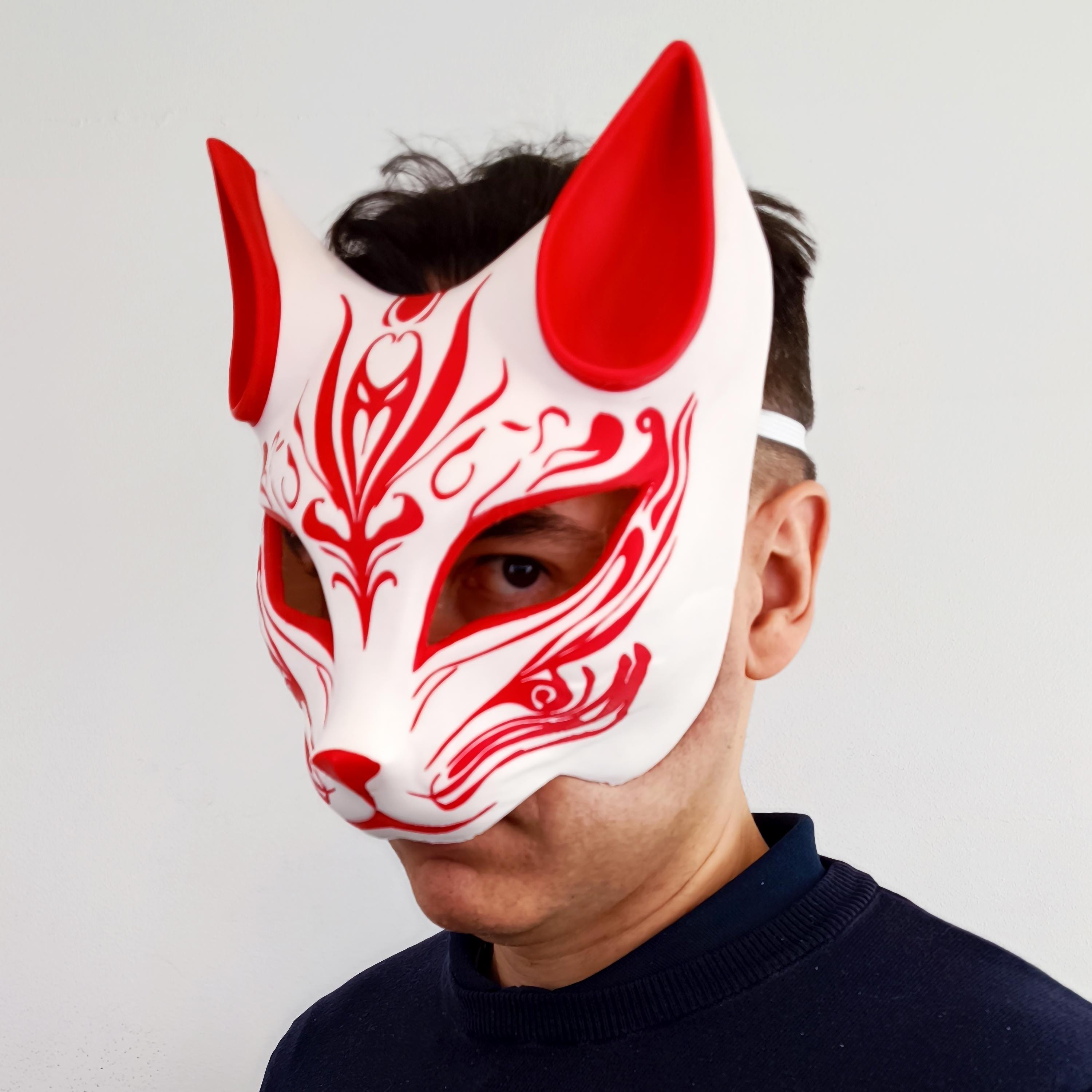 Red Fox Mask | 3D Printed Japanese Mask | Anime Cosplay Mask | Kitsune ...