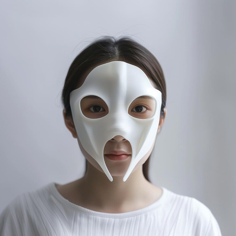 3D Printed Futuristic Mask | Minimal Anime Style Facepiece for Cosplay ...
