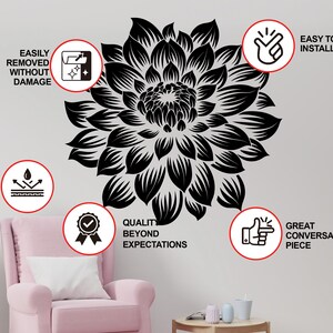 Large Vinyl Flower Wall Decal - Elegant Floral Wall Sticker - Home ...