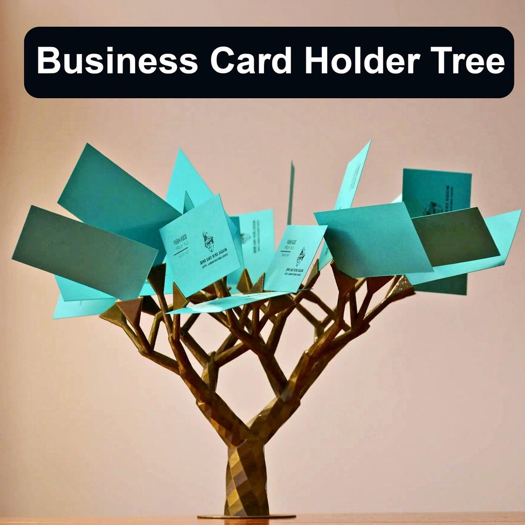 Business Card Holder Tree | Unique Geometric Desk Organizer | Modern ...