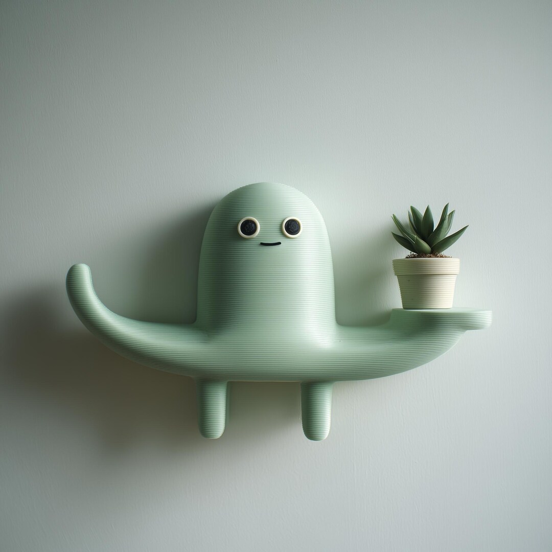 3D Printed Creature Wall Shelf | Cute Monster Floating Shelf for Small ...