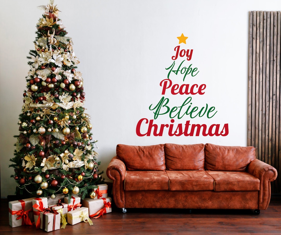 Heartfelt Christmas Quote Wall Decal - "joy Hope Peace Believe ...