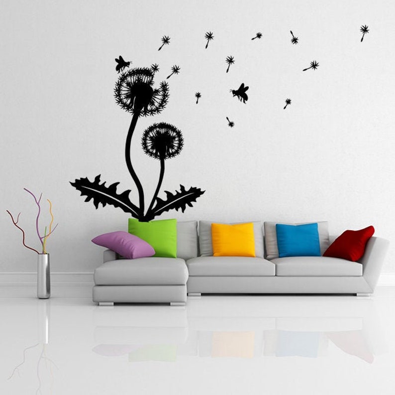 Dandelion Wall Decor Decal Large Flower Vinyl Art Sticker - Etsy