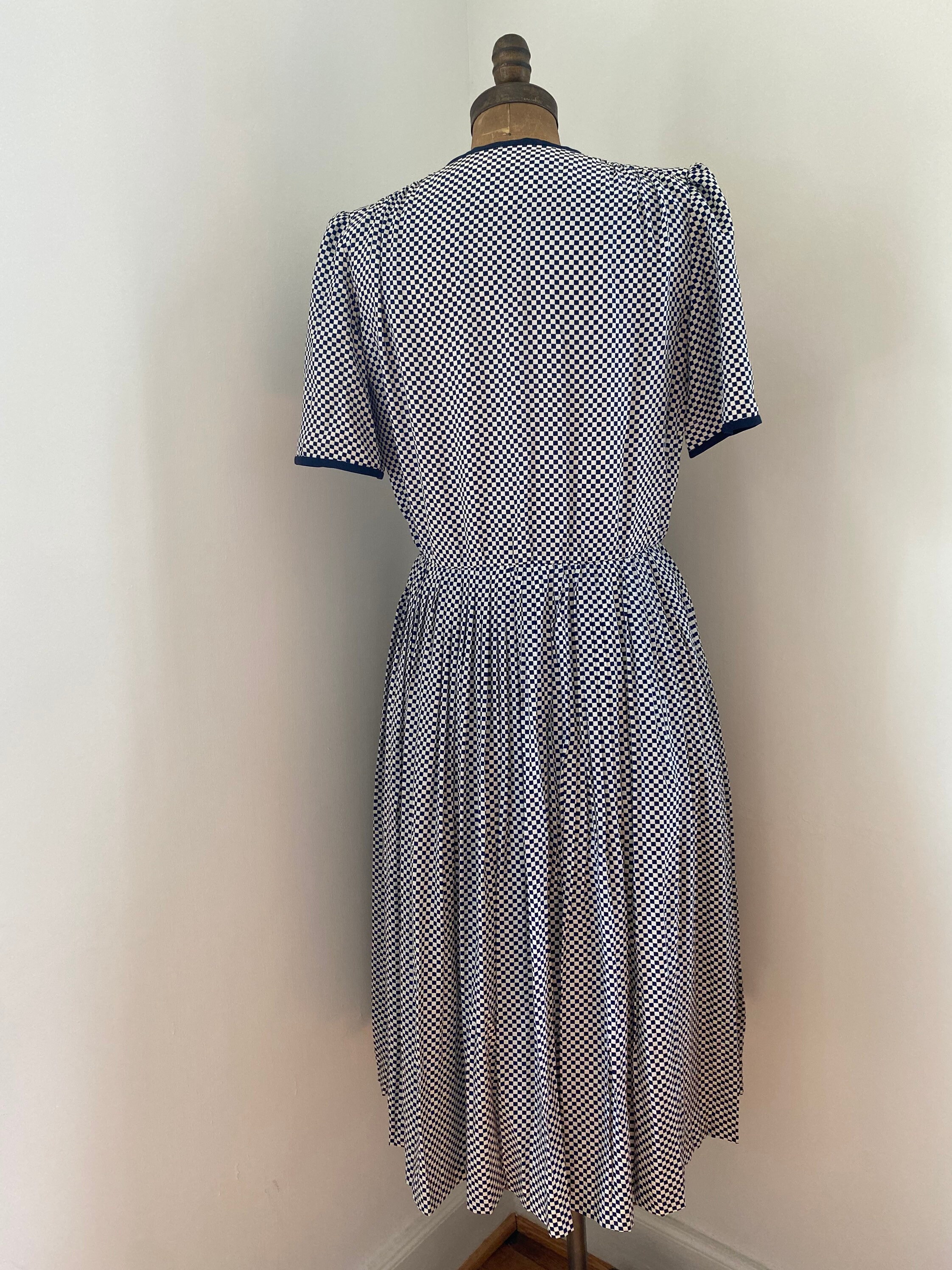 Valentino Vintage Silk Checkered Dress - Etsy
