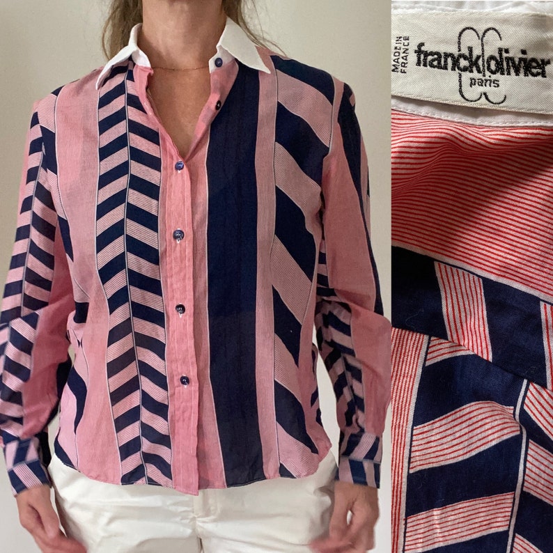 Franck Oliver Paris 1970's Multi Pattern Print Blouse - Etsy