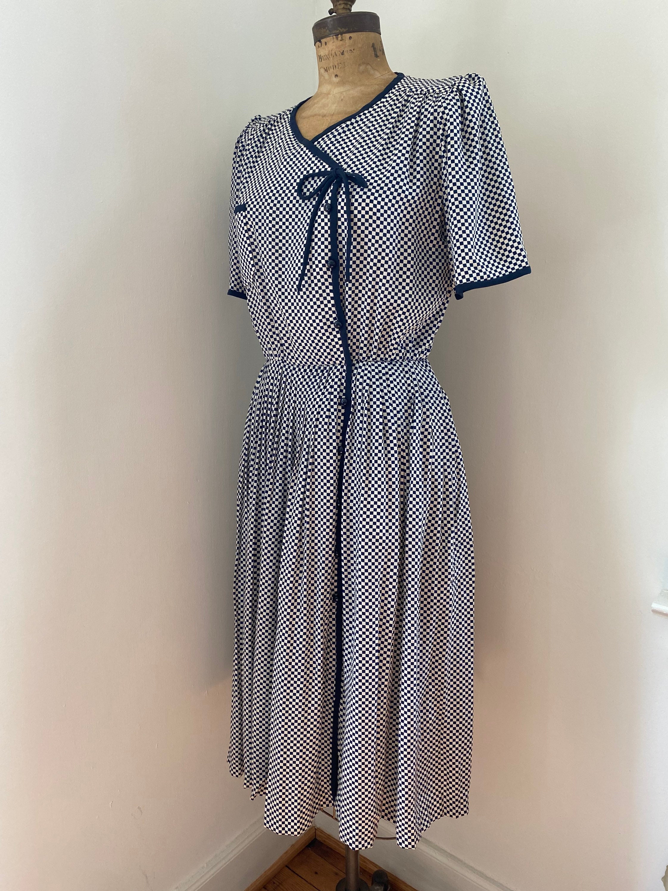 Valentino Vintage Silk Checkered Dress - Etsy