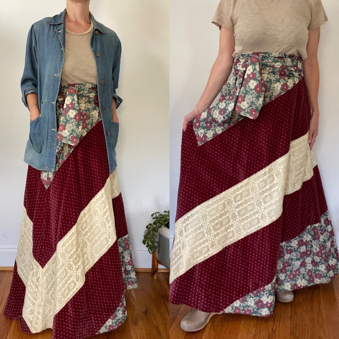 Chessa Davis 1970s Vintage Quilt Skirt - Etsy