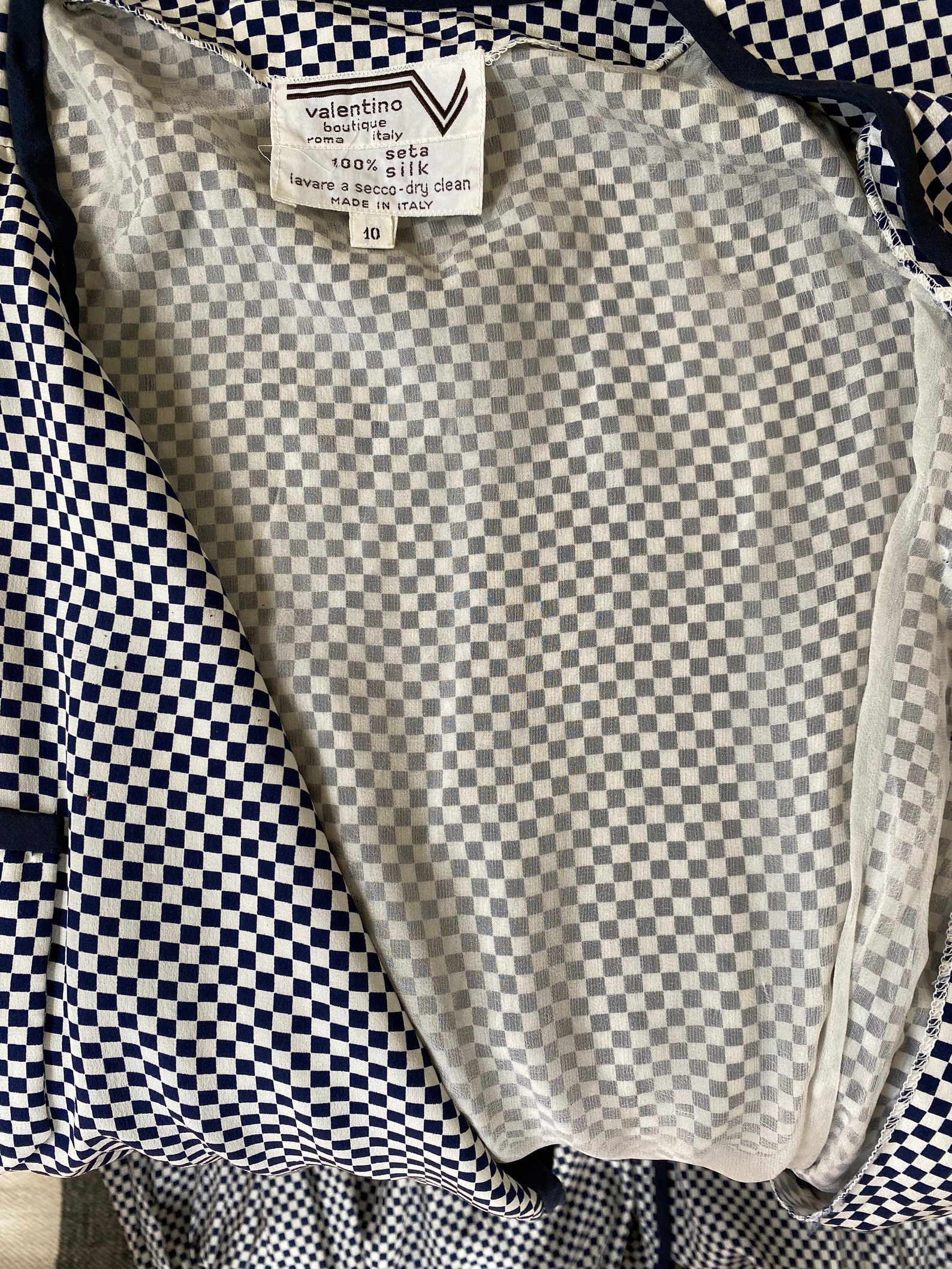 Valentino Vintage Silk Checkered Dress - Etsy
