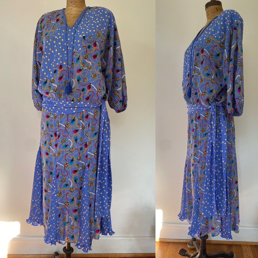 Diane Freis Vintage Georgette 2 Piece Skirt Set XL - Etsy