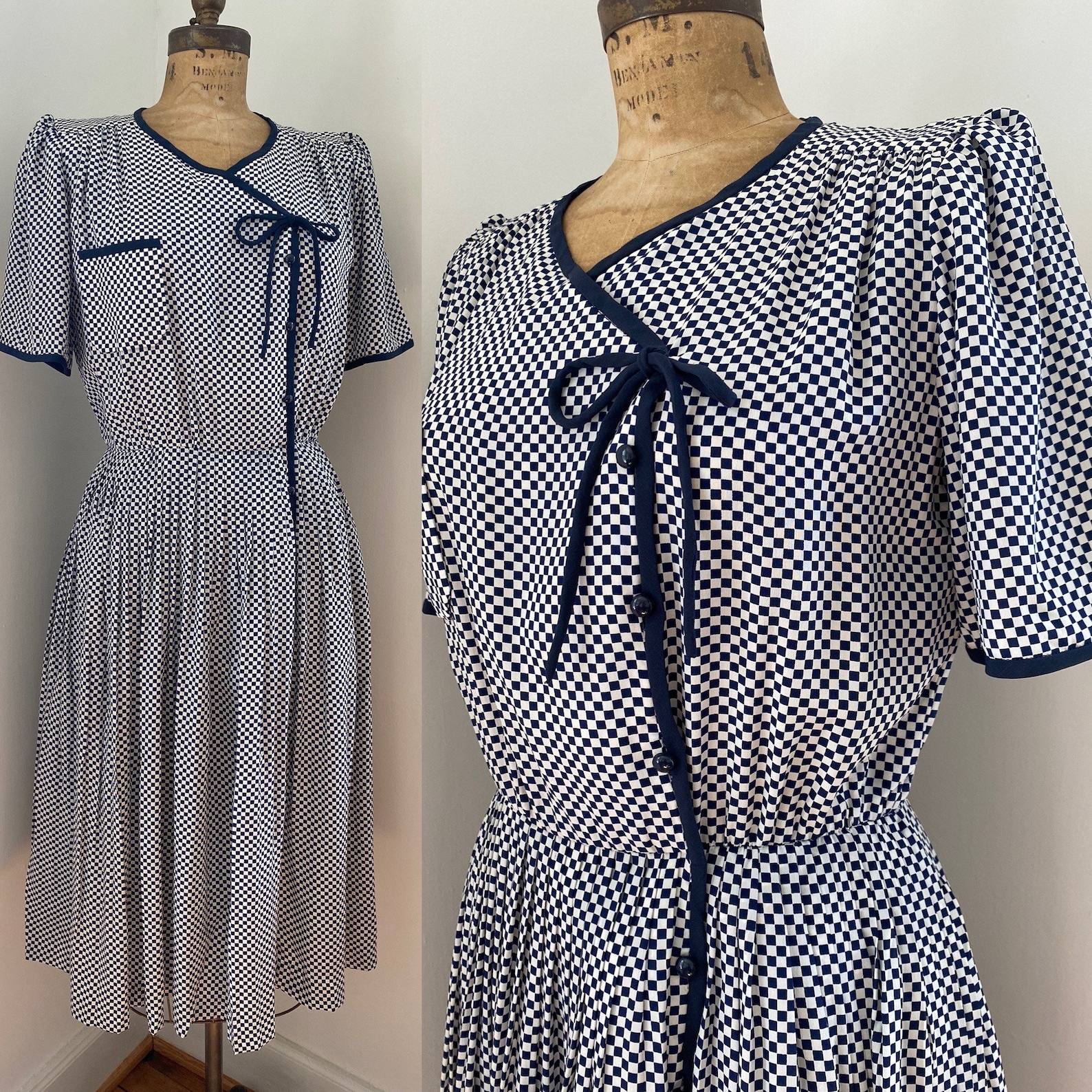 Valentino Vintage Silk Checkered Dress - Etsy