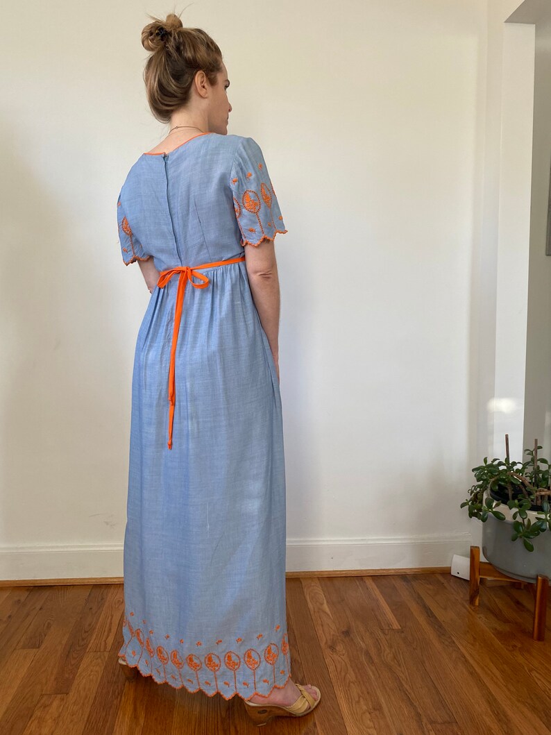 Lori Till Vintage Chambray Peasant Maxi Dress - Etsy