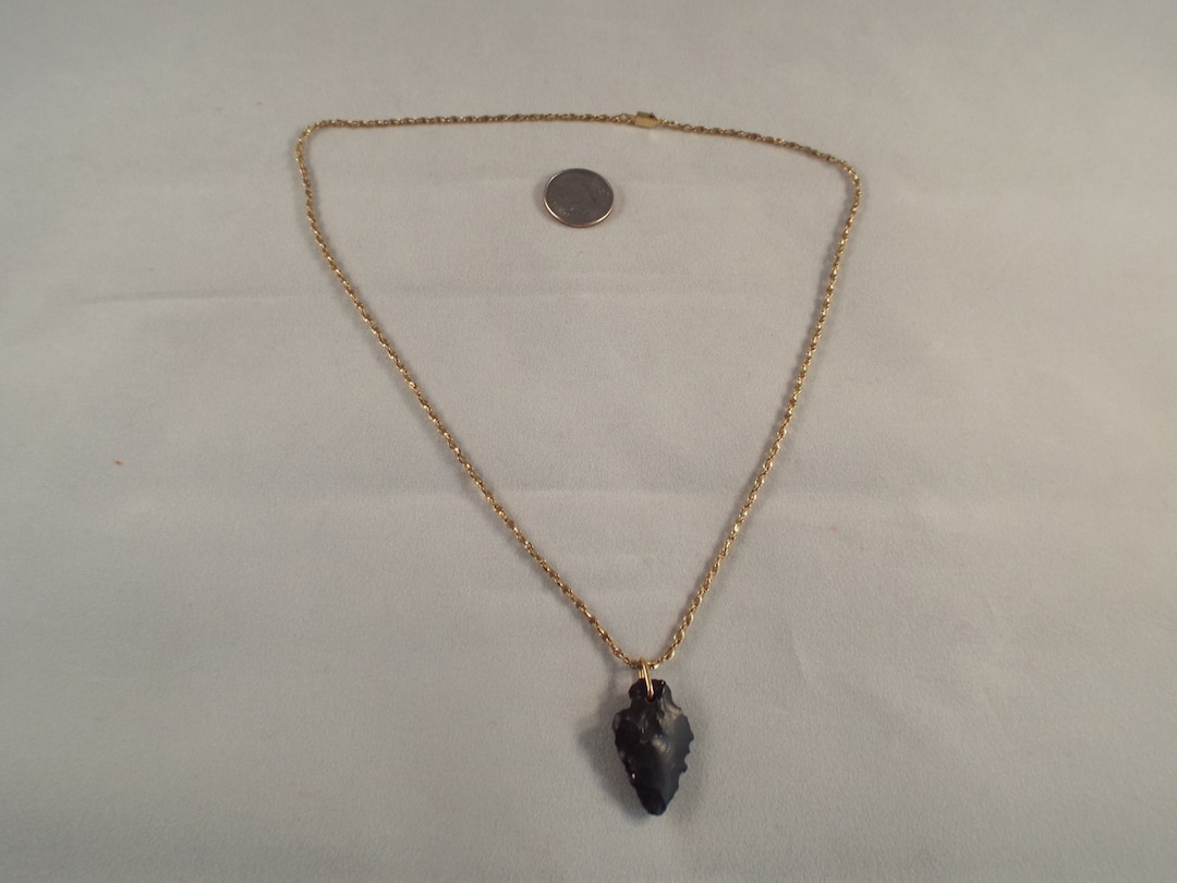 Black Arrowheard on a Gold Tone Chain Vintage Jewelry, Ethnic Jewelry ...