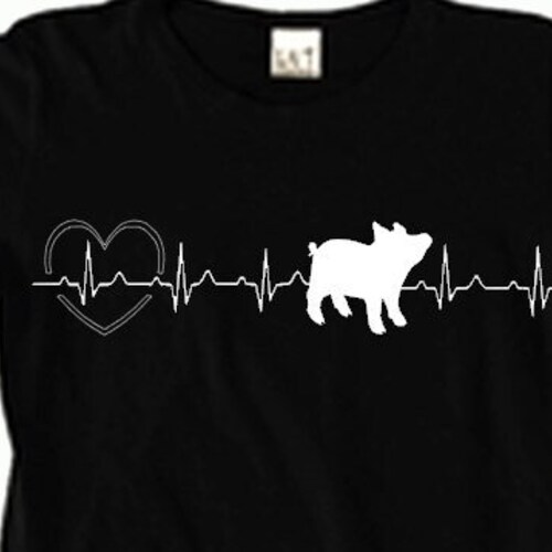 Pig Heart EKG Tshirt in Black - Etsy