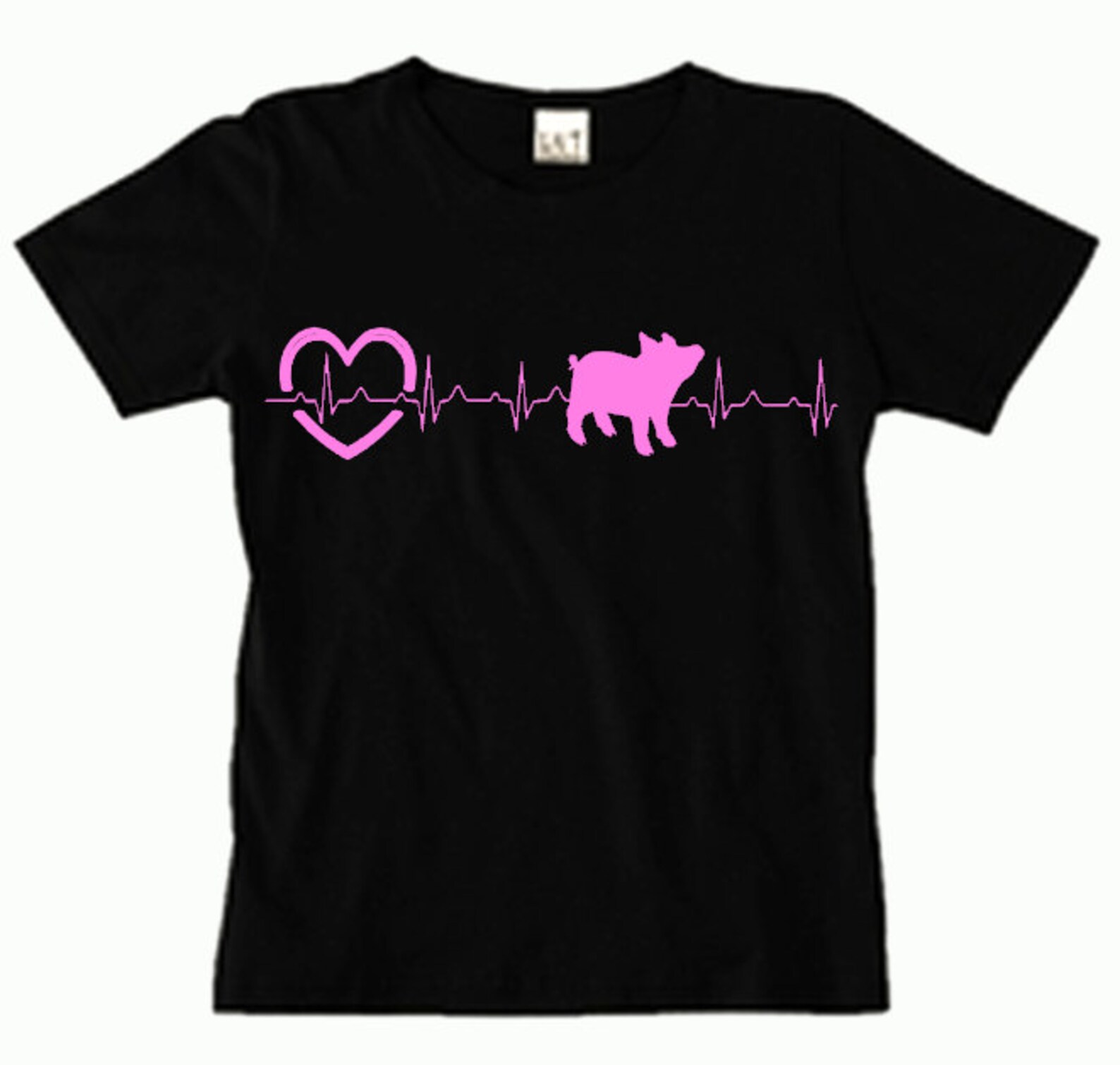 Pig Heart EKG Tshirt in Black - Etsy