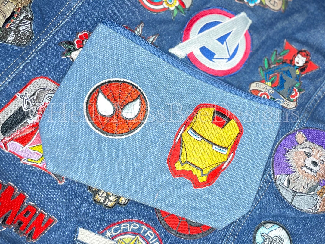 Superhero Duo Denim Makeup Bag Accessory Bag Travel Pouch Zippered ...