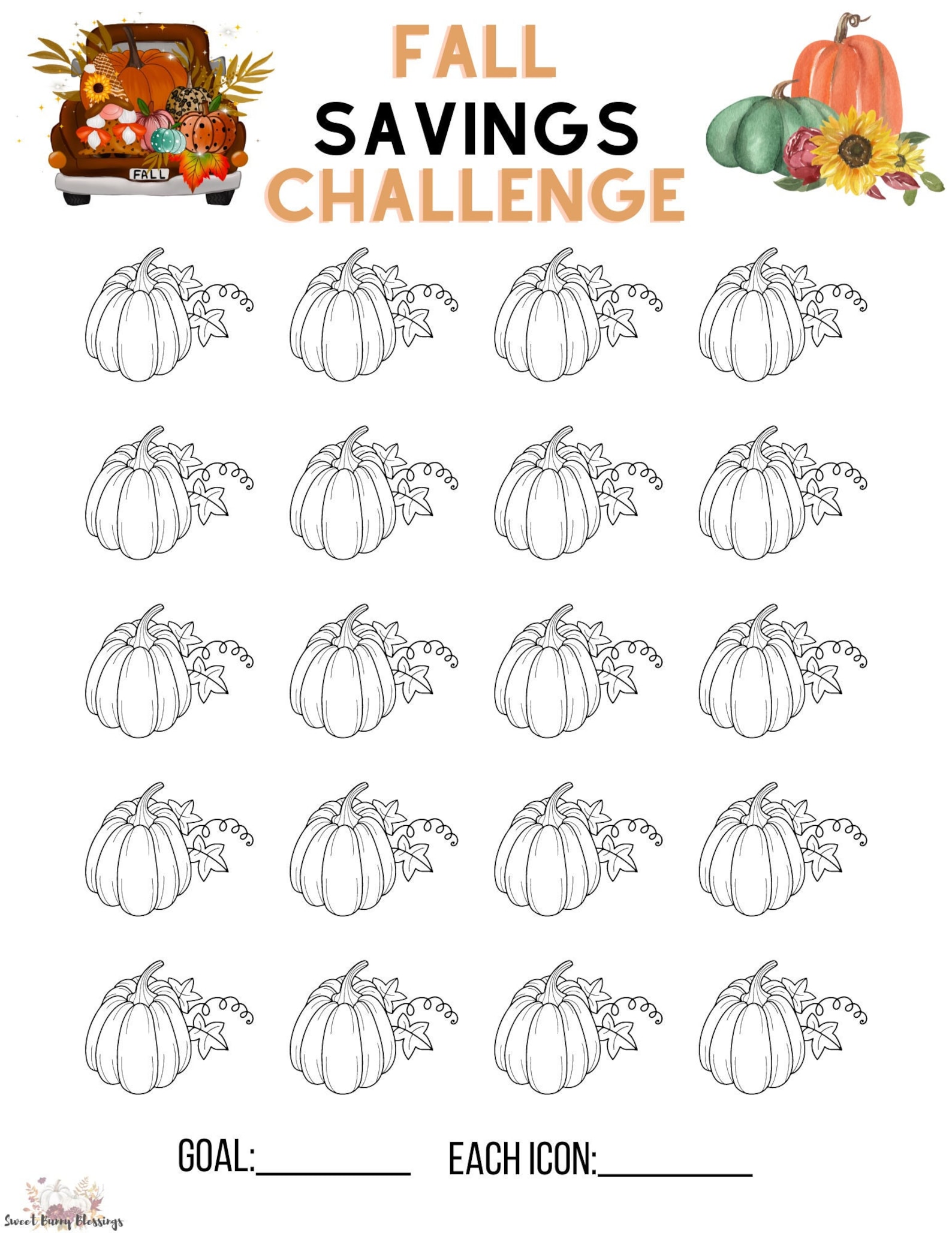 Printable/digital Fall Savings Challenge Tracker | Sinking Funds ...