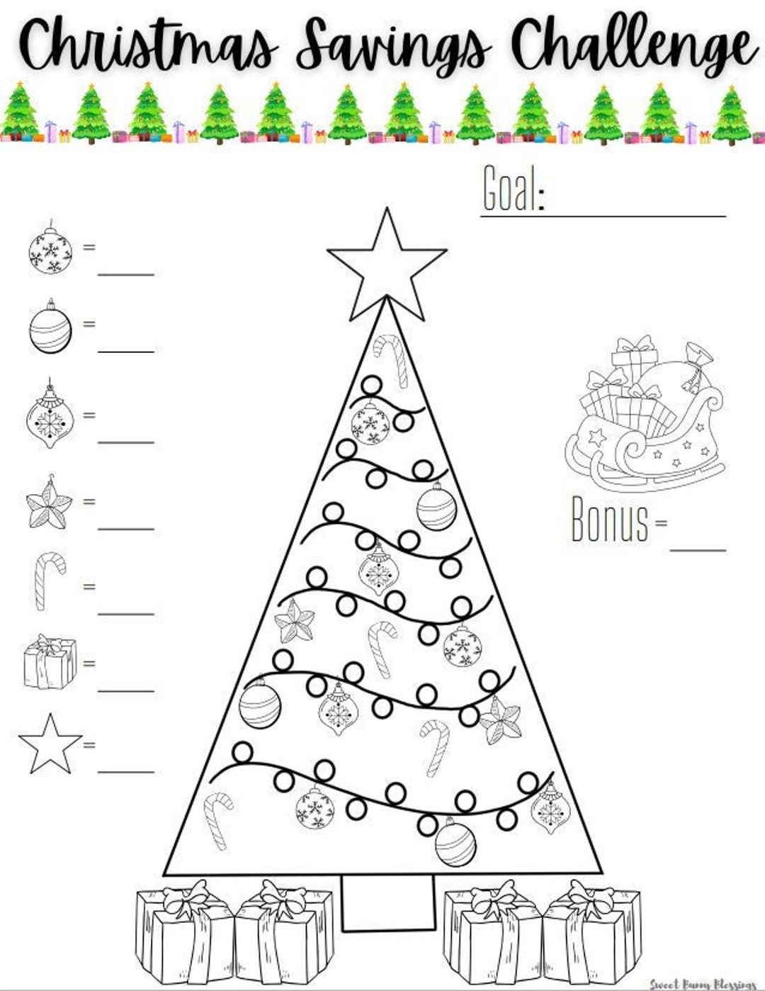 Printable Christmas Tree Savings Tracker | Sinking Funds | Budget by ...