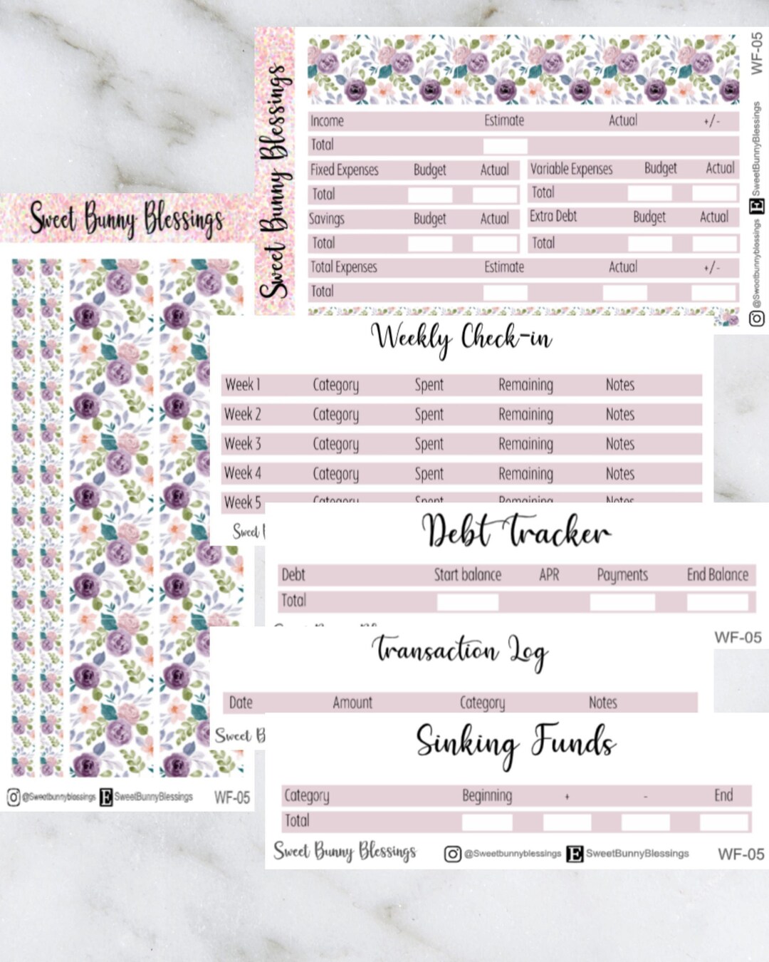 Watercolor Floral Budget Kit 7x9 | Monthly Budget Kit | Weekly Budget ...