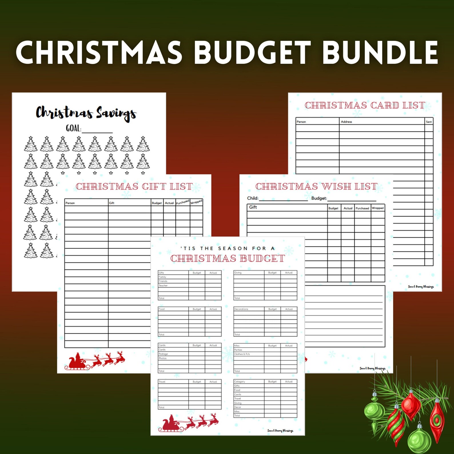 Printable Christmas Budget Planner and Tracker Budget for | Etsy