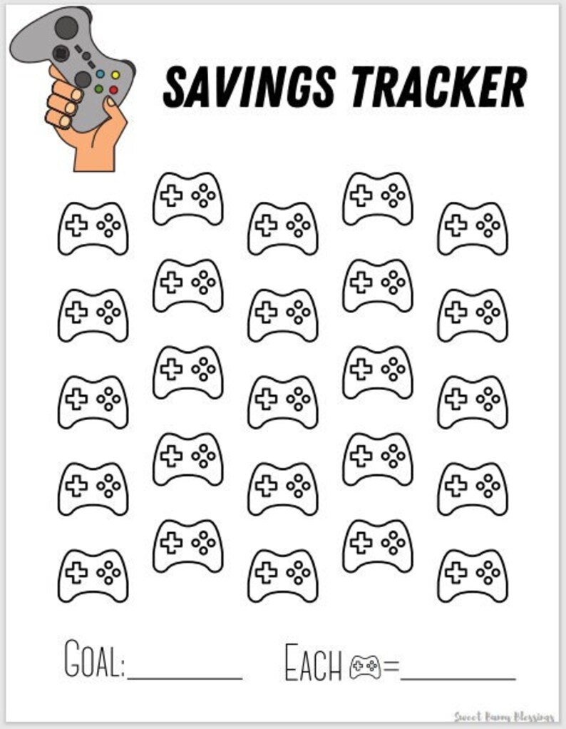 Printable Kids Savings Tracker Video Game Theme Sinking Funds Budget by ...