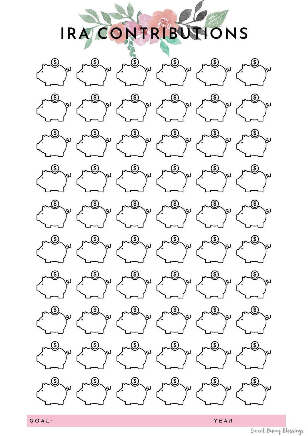 Printable IRA Contributions Tracker, Retirement Tracker, Retirement ...