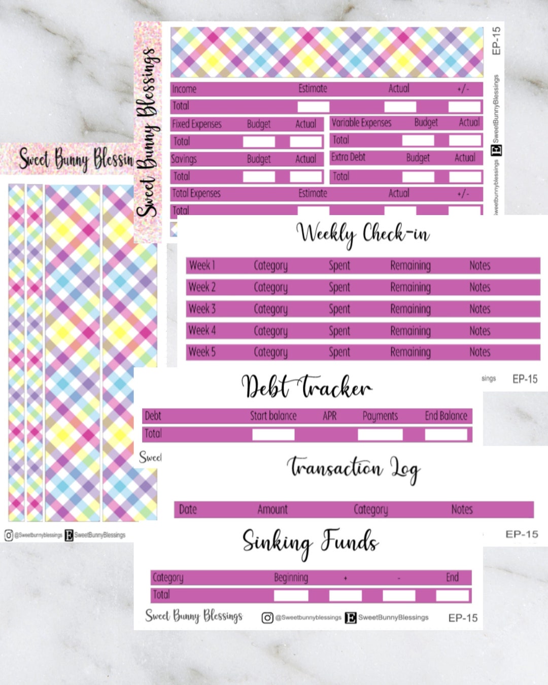 Easter Plaid Budget Kit 7x9 | Monthly Budget Kit | Weekly Budget Kit ...