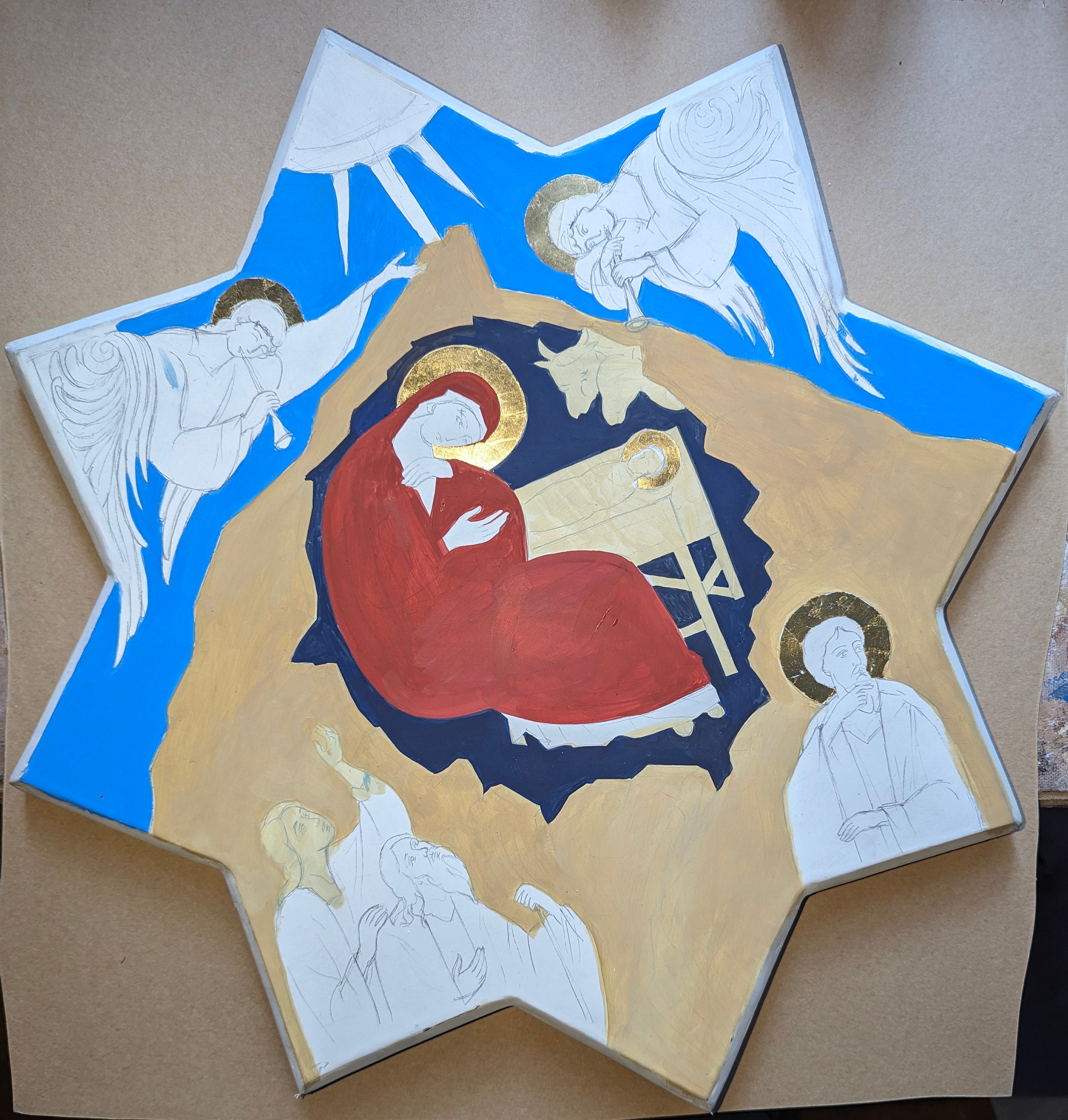 Christmas of Jesus Christ Icon, Hand Painted Icon, Neo-byzantine Style ...