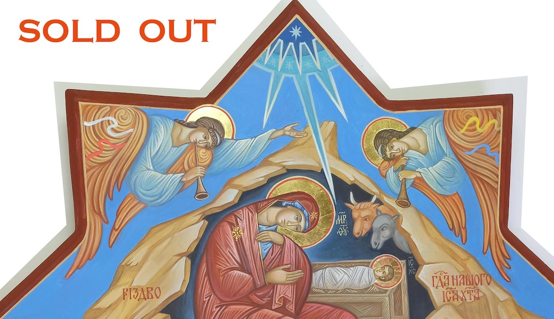 Christmas of Jesus Christ Icon, Hand Painted Icon, Neo-byzantine Style ...