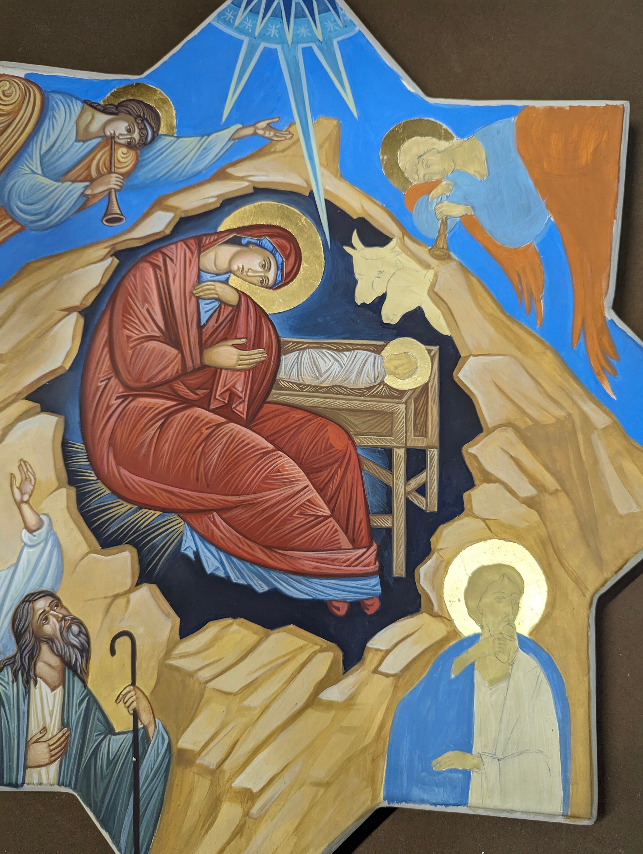 Christmas of Jesus Christ Icon, Hand Painted Icon, Neo-byzantine Style ...