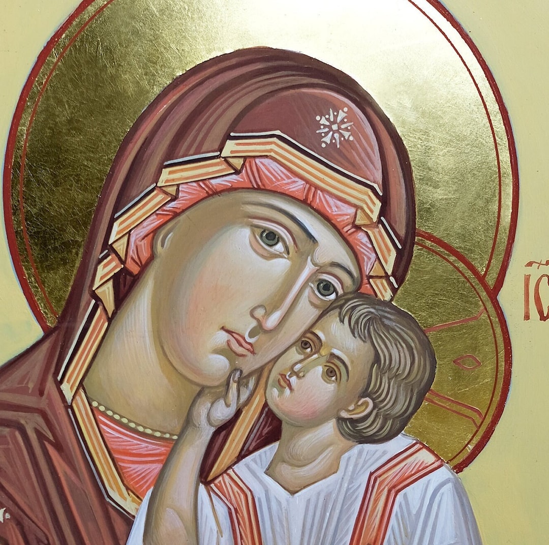 Orthodox Icon, Handmade, the Virgin Mary, Jesus Christ, the Writing of ...