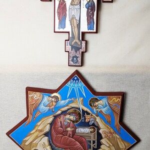 Christmas of Jesus Christ Icon, Hand Painted Icon, Neo-byzantine Style ...