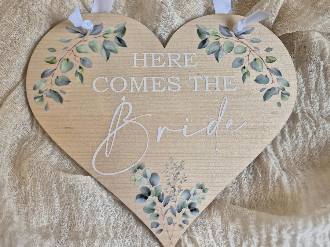 Here Comes the Bride Wedding Sign – Flower Girl Heart Sign – Wedding ...