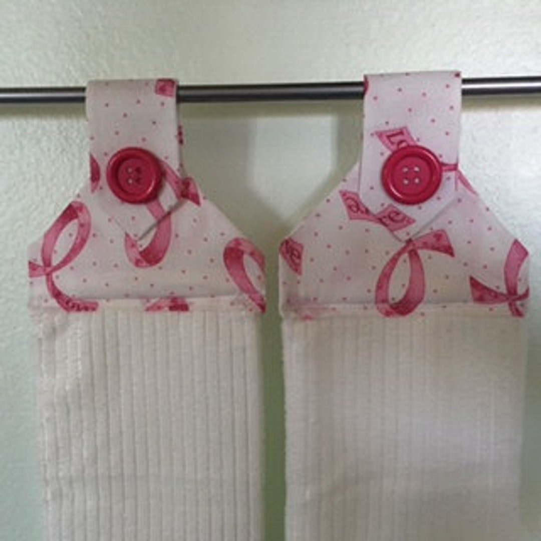 Kitchen Towels Set of 2, Pink Microfiber Towel With Fabric Top With a ...