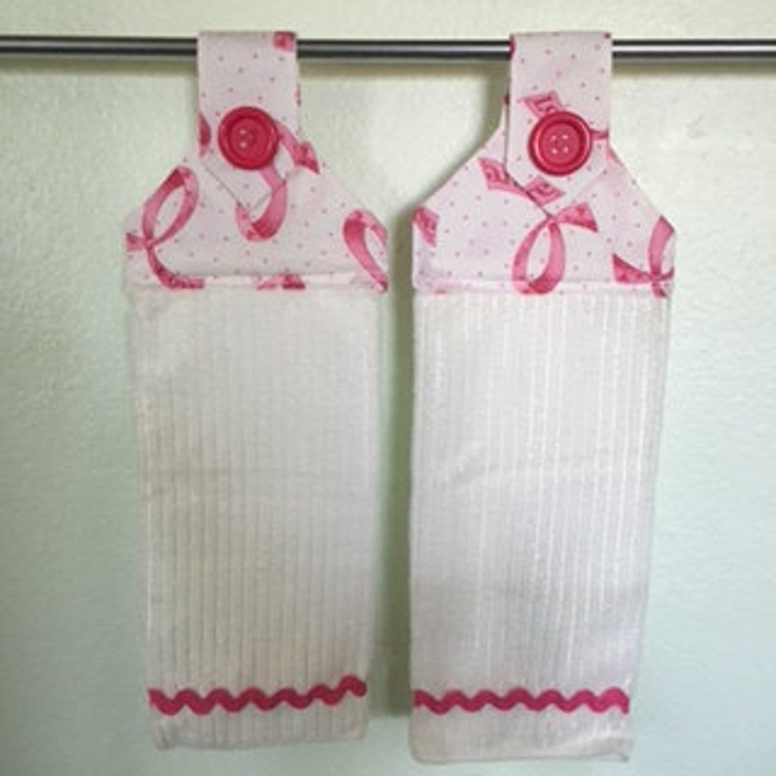 Kitchen Towels Set of 2, Pink Microfiber Towel With Fabric Top With a ...