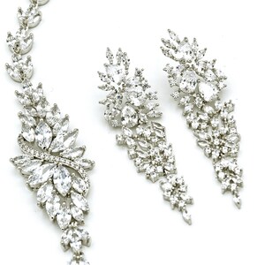 White Gold Bridal Sets Wedding Sets Earrings & Bracelet Set Wedding ...