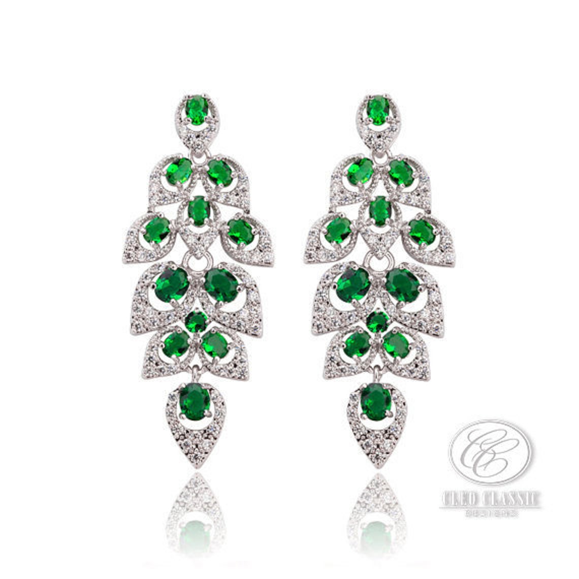 Emerald White Gold Bridal Sets Emerald Wedding Sets - Etsy